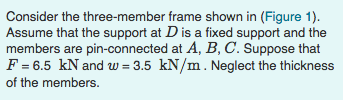 Solved Consider the three-member frame shown in (Figure 1) | Chegg.com