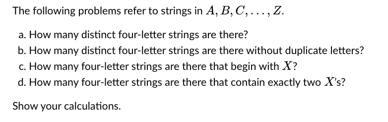 Solved The following problems refer to strings in A,B,C,…,Z. | Chegg.com