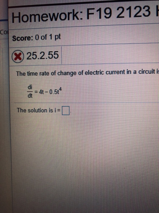 Solved the time rate of change of electric current in a | Chegg.com