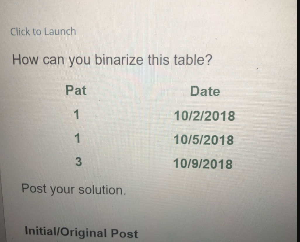Solved Click to Launch How can you binarize this table? Pat | Chegg.com