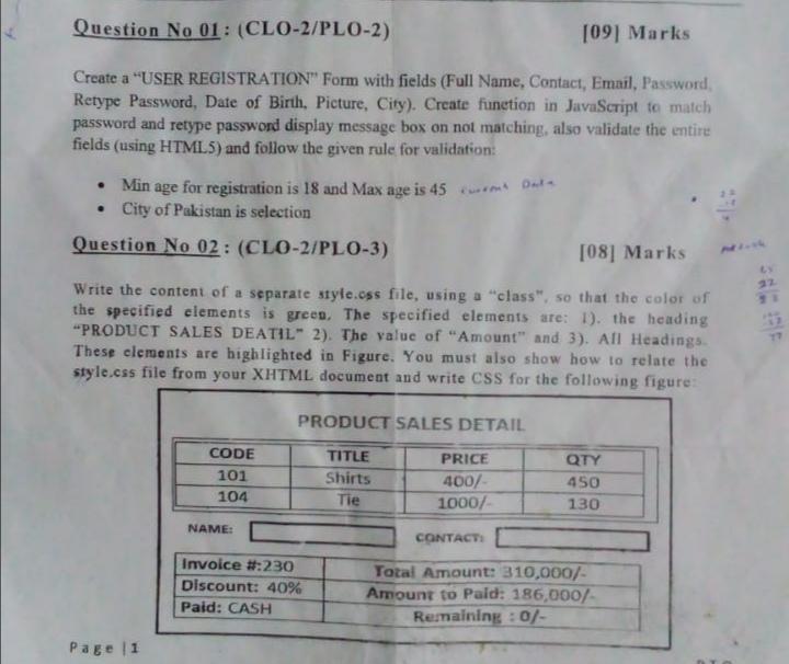 Solved Create a "USER REGISTRATION" Form with fields (Full | Chegg.com