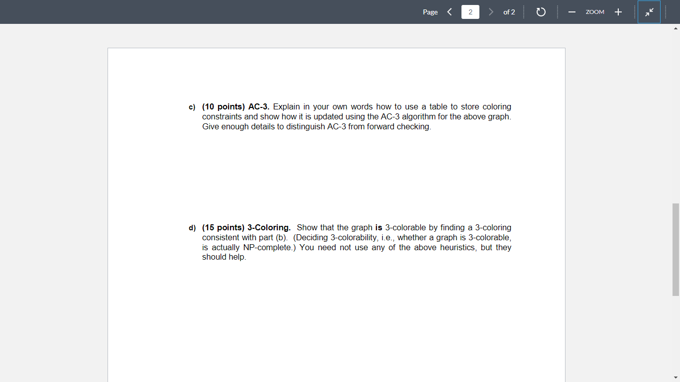 Solved b) (20 points) CSP Methods. Suppose Node 1 (top) is | Chegg.com