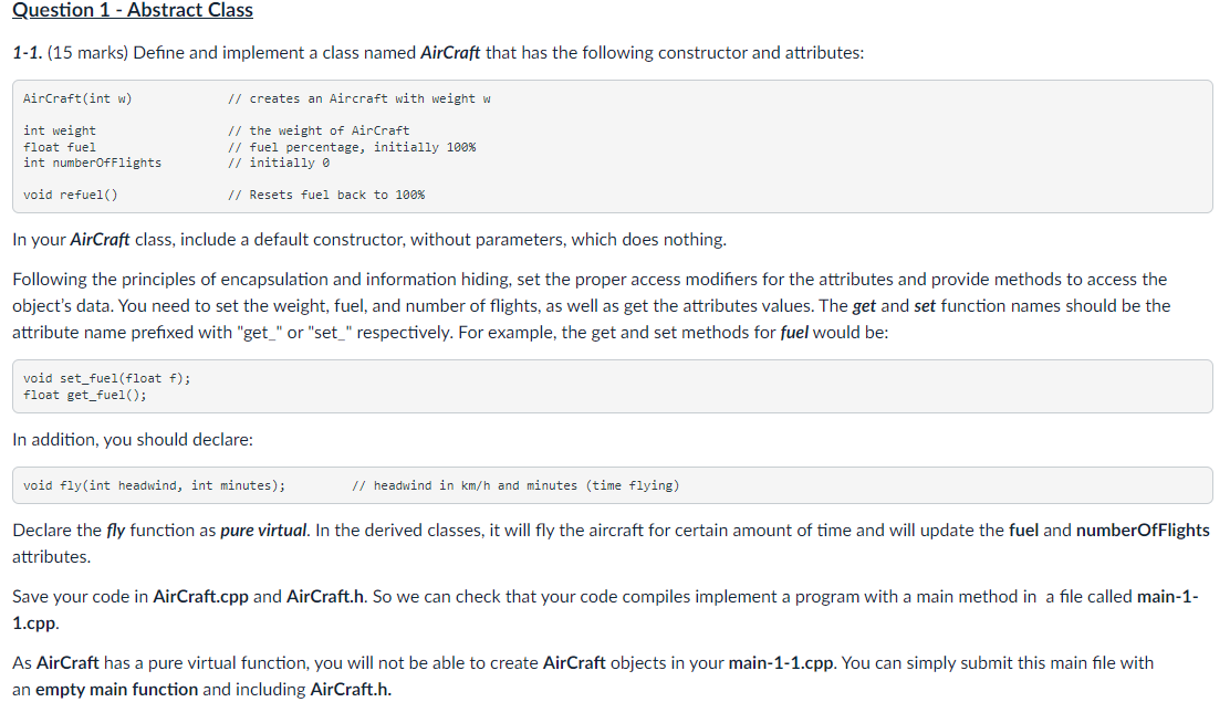 Solved 1-1. (15 marks) Define and implement a class named | Chegg.com