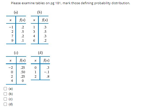 Solved Please examine tables on pg 181, mark those defining | Chegg.com