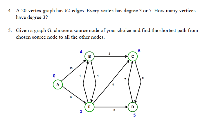 Solved 4. A 20-vertex graph has 62-edges. Every vertex has | Chegg.com