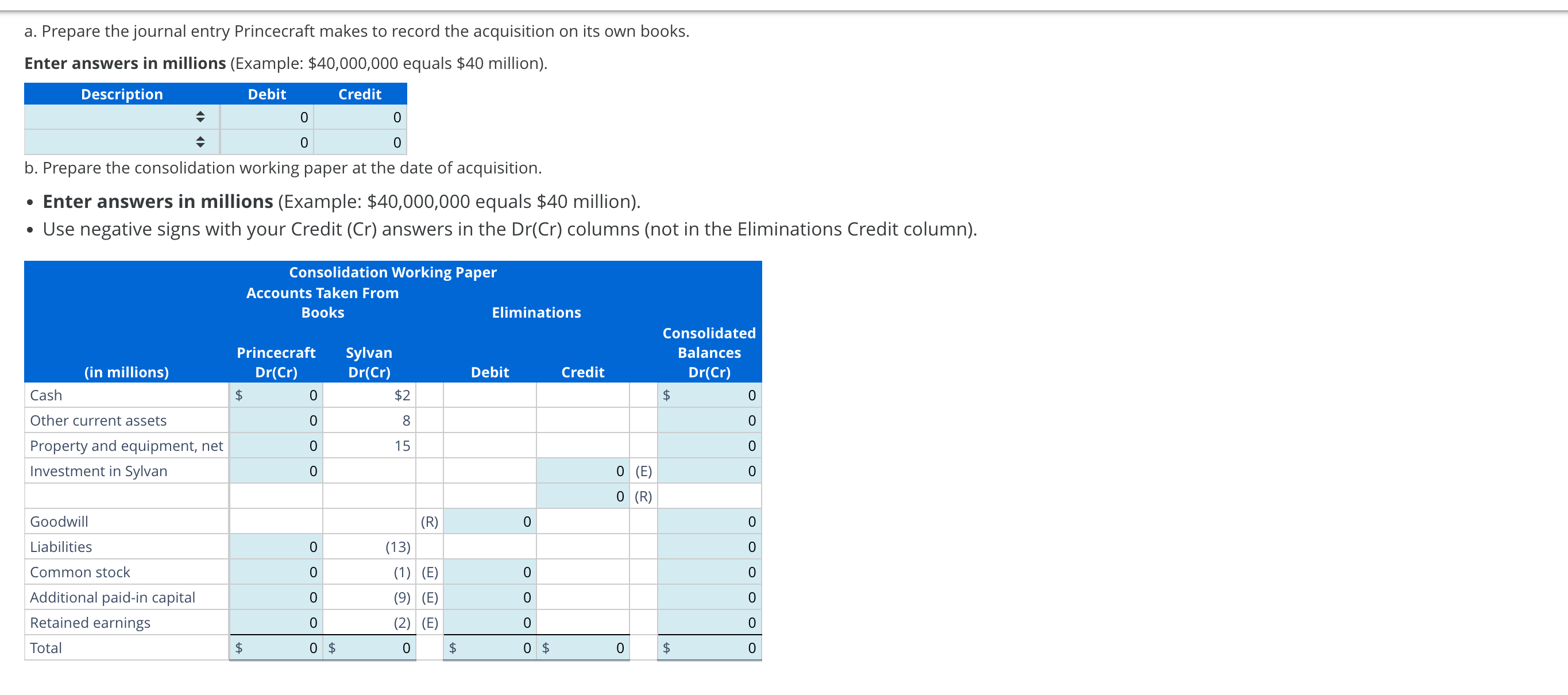 Solved Consolidation Working Paper net assets approximate | Chegg.com