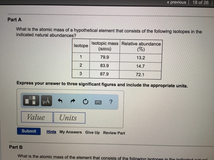 Solved What is the atomic mass of a hypothetical element | Chegg.com