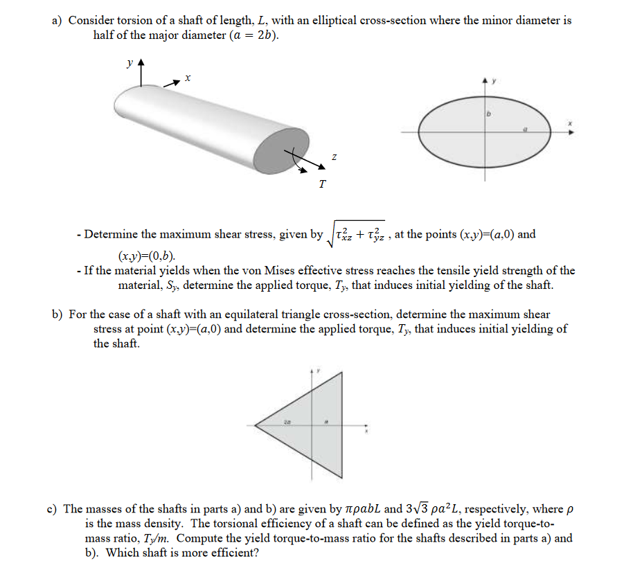 Solved a) Consider torsion of a shaft of length, L, with an | Chegg.com