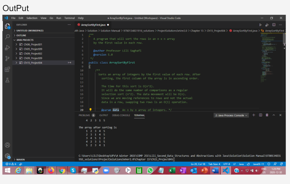 Solved Consider An N By N Array Of Integer Values Write An 3452