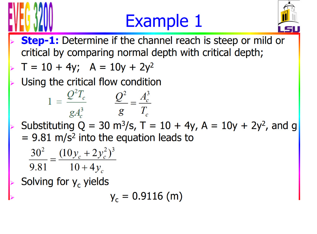 Step-1: Determine if the channel reach is steep or | Chegg.com