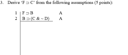 Solved 3. Derive ' F⊃C ' from the following assumptions (5 | Chegg.com Solved 3. Derive ' F⊃C ' from the following assumptions (5 | Chegg.com