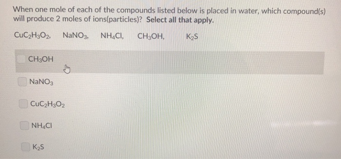 Solved When one mole of each of the compounds listed below | Chegg.com