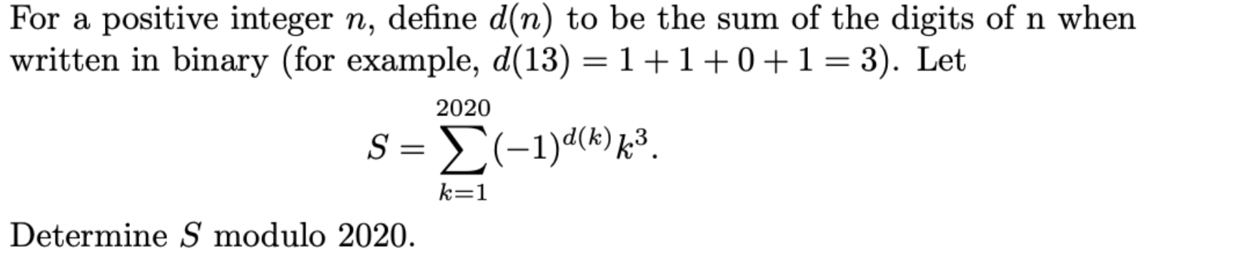 Solved For a positive integer n, define d(n) to be the sum | Chegg.com