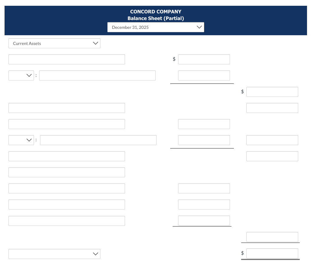 Solved Presented below are selected accounts of Concord | Chegg.com