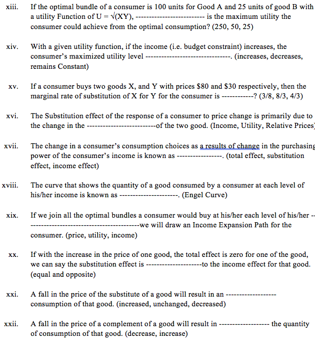 Solved xiii. If the optimal bundle of a consumer is 100 | Chegg.com
