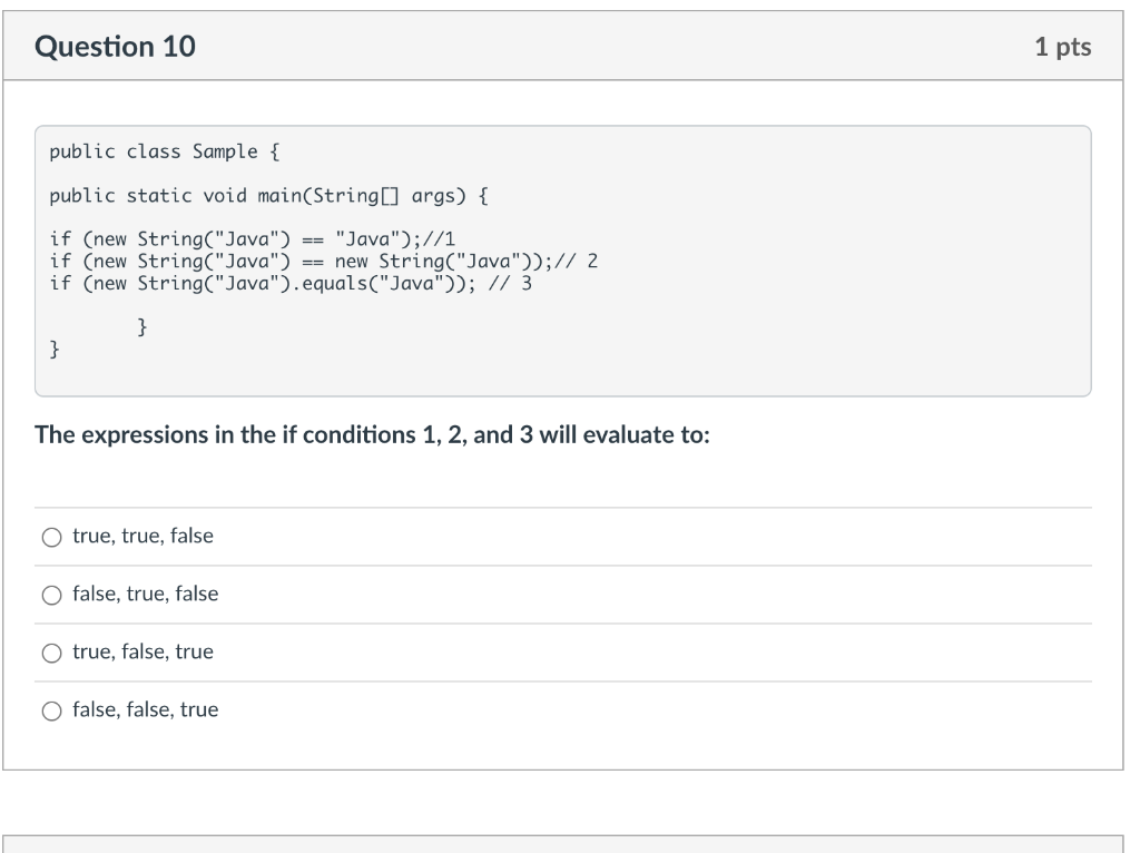 Solved Question 10 1 pts public class Sample \{ public | Chegg.com