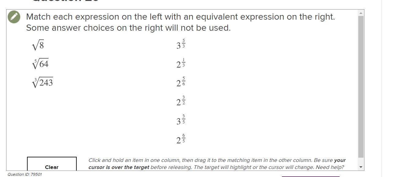Solved Match each expression on the left with an equivalent | Chegg.com