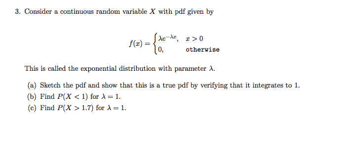 Solved 3. Consider a continuous random variable X with pdf | Chegg.com