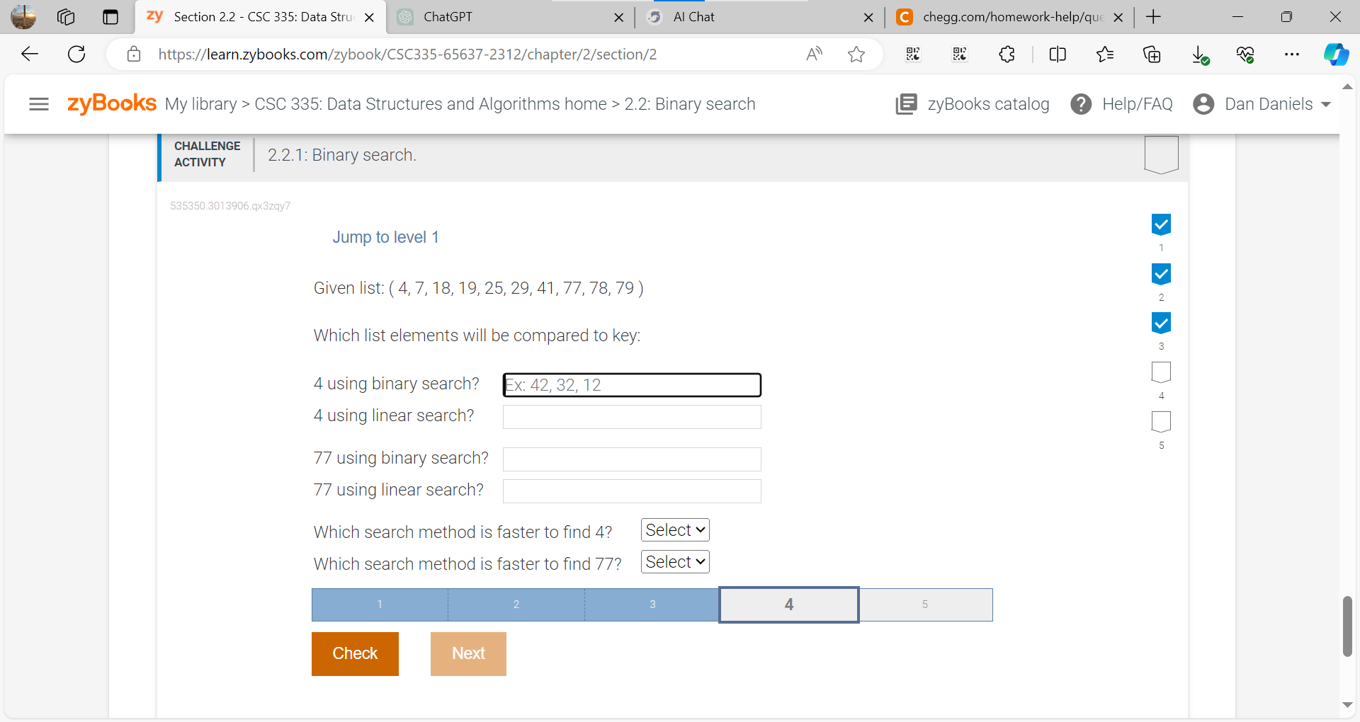 Solved 2.2.1: Binary search.Jump to level 1Given list: | Chegg.com