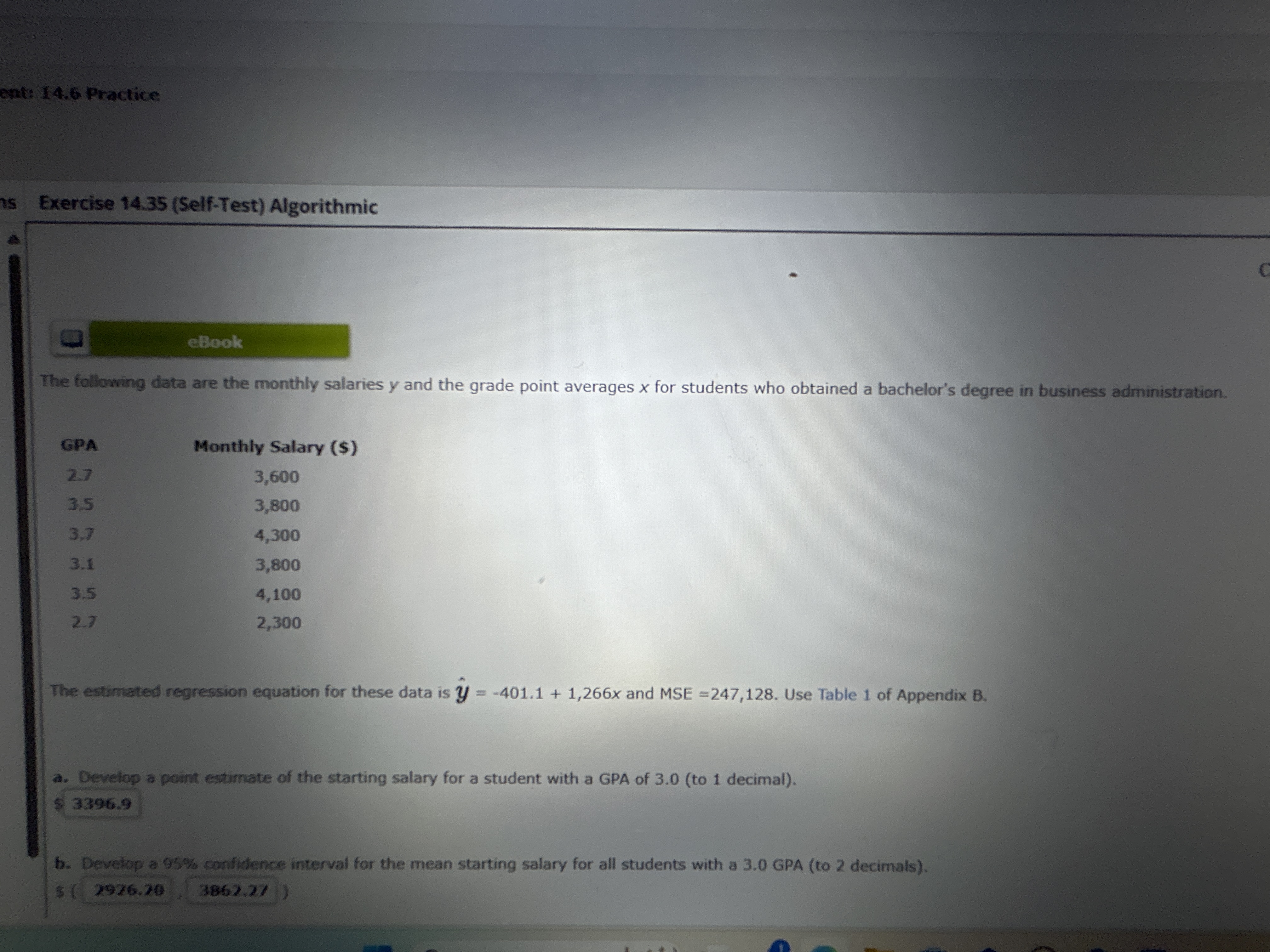 Solved The following data are the monthly salaries y ﻿and | Chegg.com