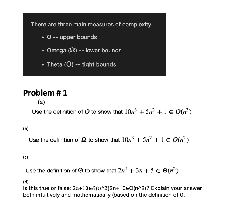 Solved There are three main measures of complexity: - O-- | Chegg.com