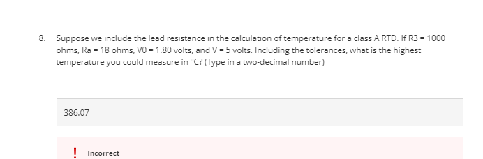 Solved 8. Suppose we include the lead resistance in the | Chegg.com