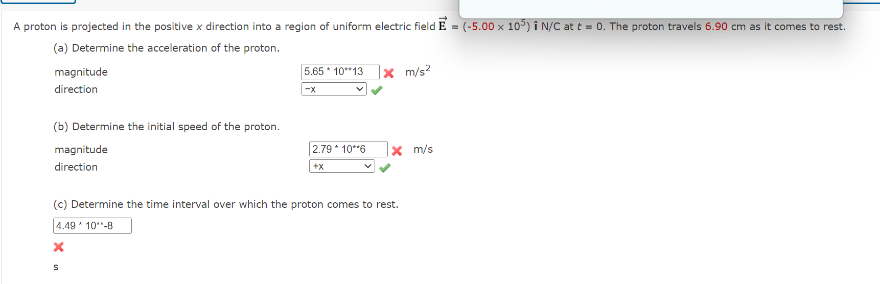 Solved A proton is projected in the positive x direction | Chegg.com