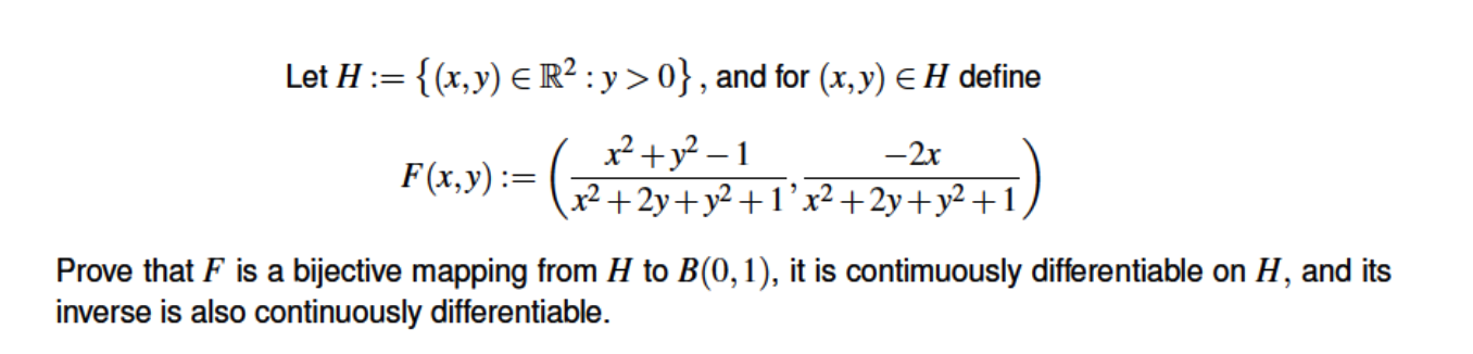 Solved Let H:={(x,y) € R?:y>0}, and for (x,y) € H define x2 | Chegg.com