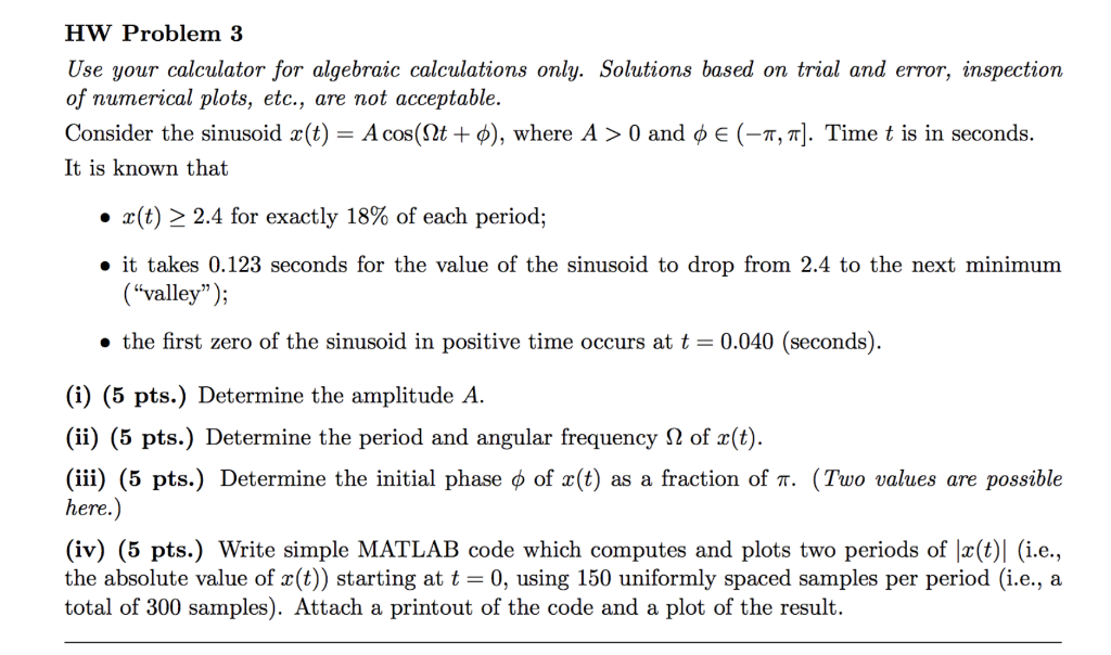 Solved HW Problem 3 Use your calculator for algebraic | Chegg.com