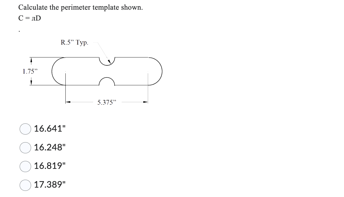 Solved Calculate the perimeter template shown.C= лD | Chegg.com