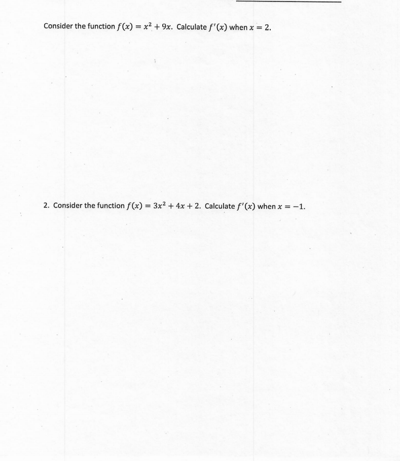 Solved Consider the function f(x) = x2 + 9x. Calculate f'(x) | Chegg.com