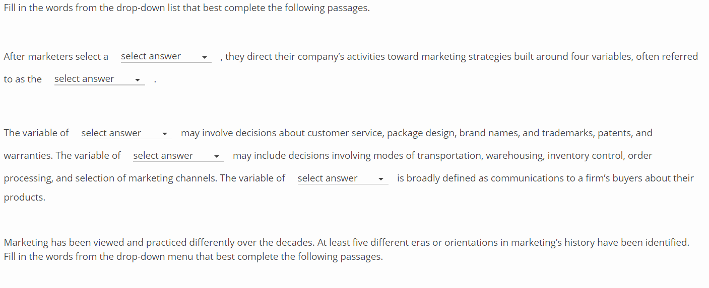 Fill in the words from the drop-down list that best | Chegg.com