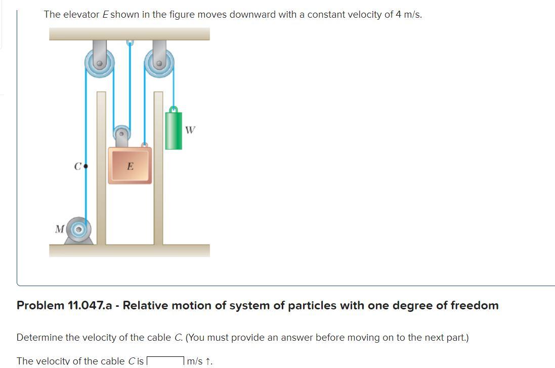 Solved The elevator E shown in the figure moves downward | Chegg.com