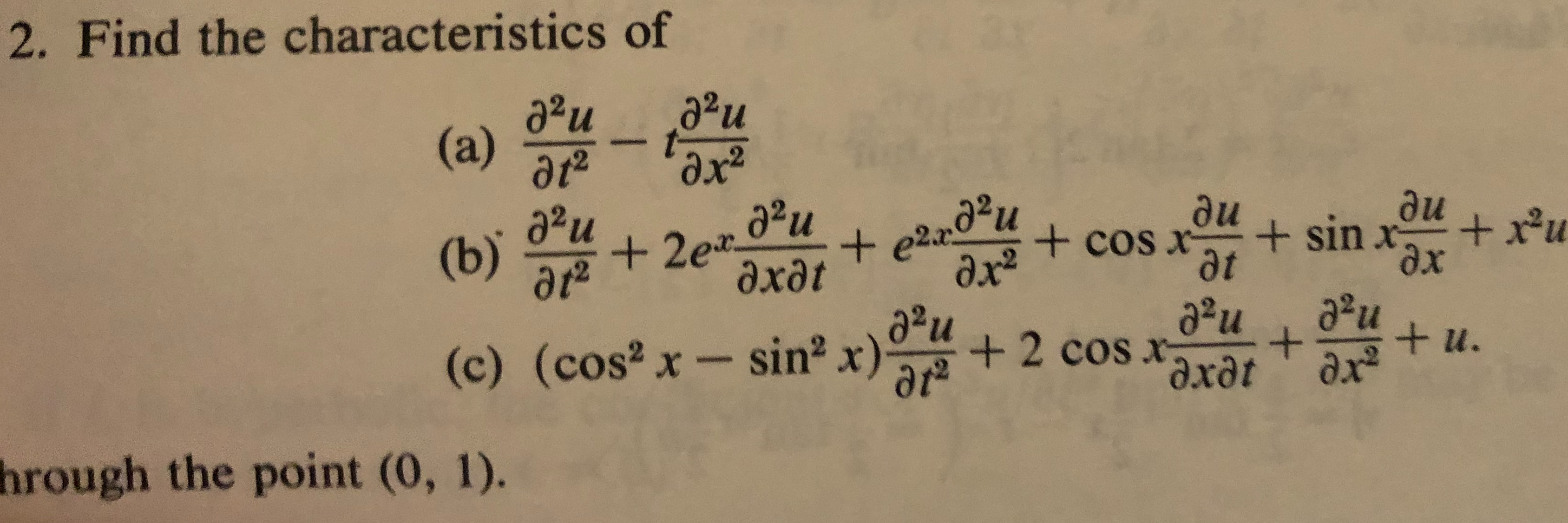 Solved 2. Find the characteristics of (a) a2u at2 au 10²4 | Chegg.com