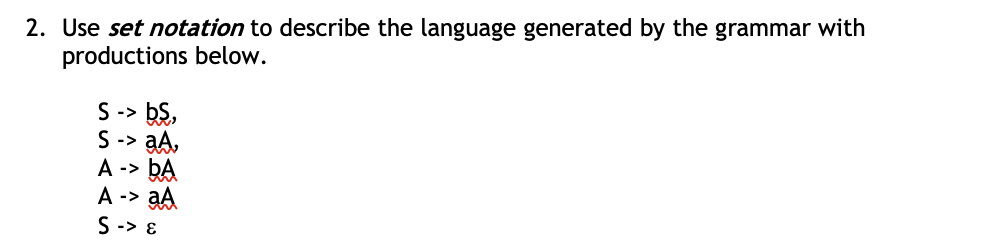 Solved 2. Use set notation to describe the language | Chegg.com