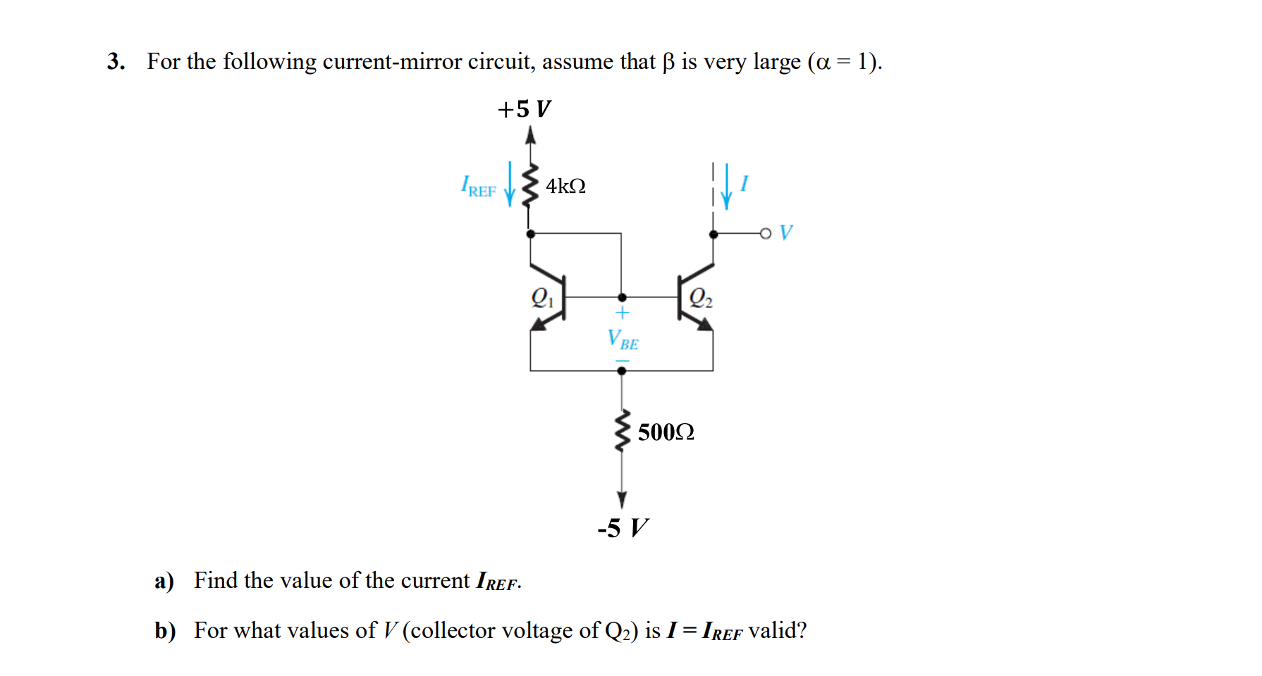 Solved For the following current-mirror circuit, assume that | Chegg.com