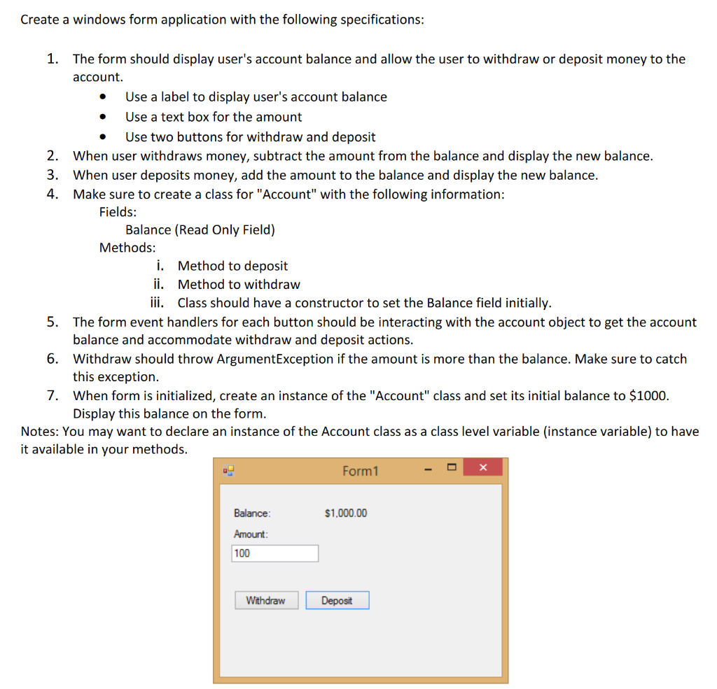 Solved Create a windows form application with the following | Chegg.com
