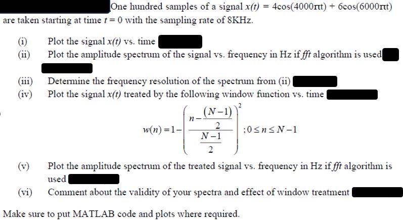 Solved One hundred samples of a signal | Chegg.com