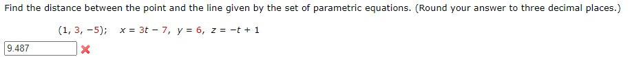 Solved Find the distance between the point and the line | Chegg.com