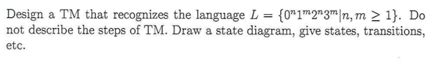 Solved Design a TM that recognizes the language | Chegg.com