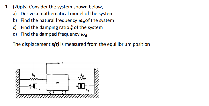 Solved 1. (20pts) Consider the system shown below, a) Derive | Chegg.com Solved 1. (20pts) Consider the system shown below, a) Derive | Chegg.com