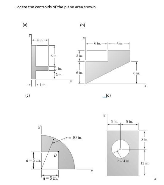 Solved Locate the centroids of the plane area shown. (a) (b) | Chegg.com
