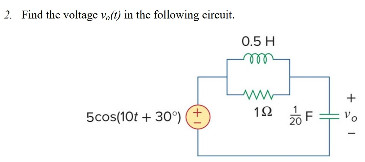 Solved 2. Find the voltage vo(t) in the following circuit. | Chegg.com