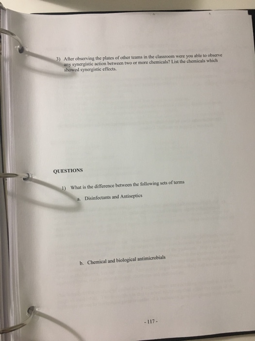 Solved MODULE 15 EFFECTS OF DISINFECTANTS AND ANTISEPTICS | Chegg.com