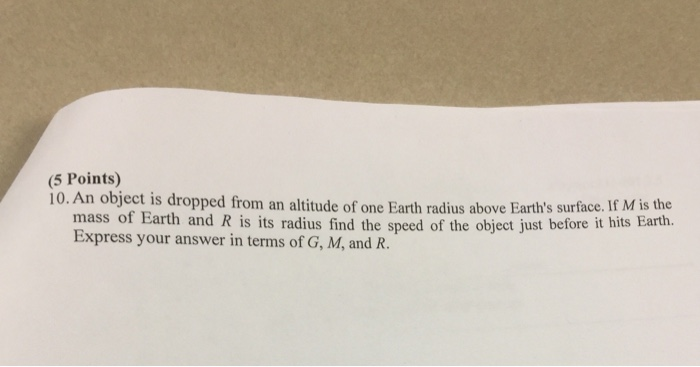 Solved 5 Points 10 An Object Is Dropped From An Altitude