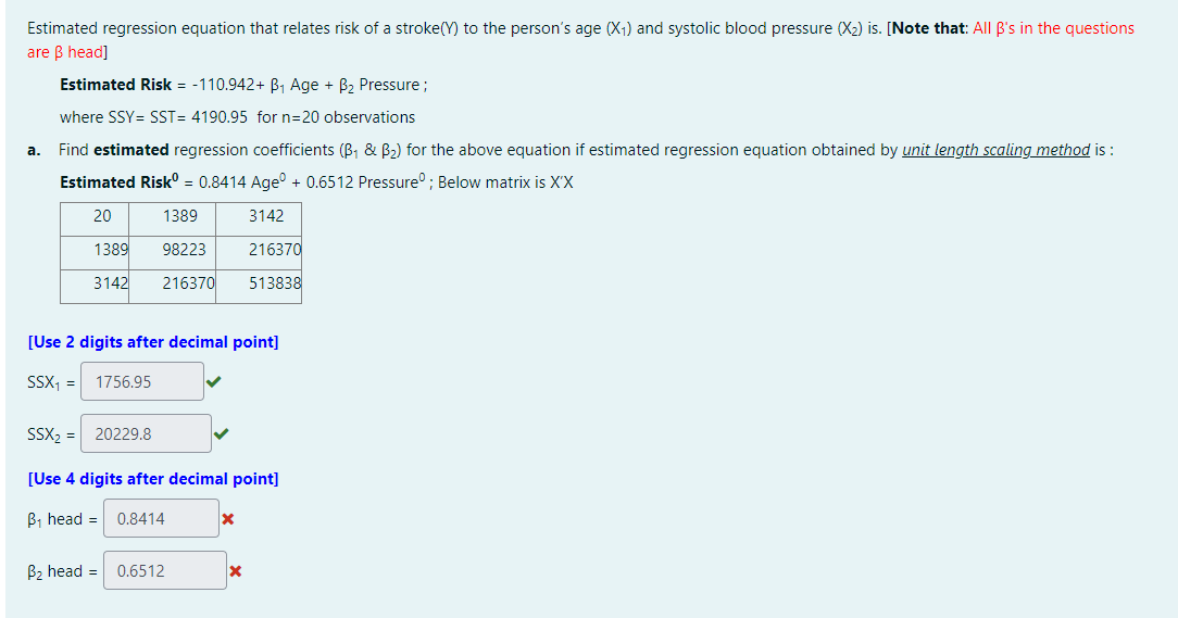 Solved Estimated regression equation that relates risk of a | Chegg.com