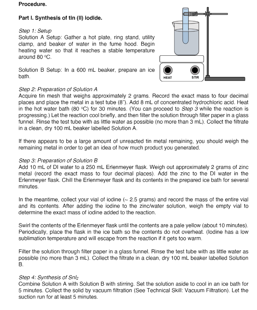 Solved Design a flow chart of the lab procedures for Part I | Chegg.com