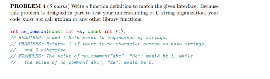Solved PROBLEM 4 (5 marks) Write a function definition to | Chegg.com