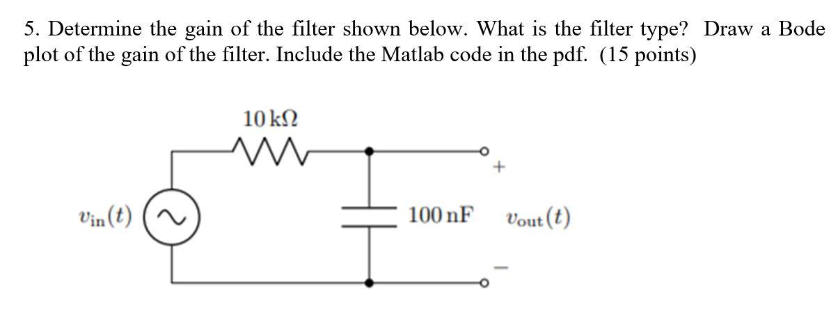 Solved 5. Determine the gain of the filter shown below. What | Chegg.com