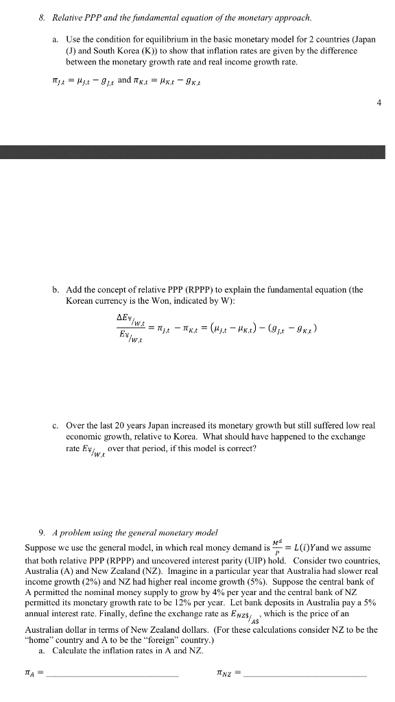 8. Relative PPP and the fundamental equation of the | Chegg.com